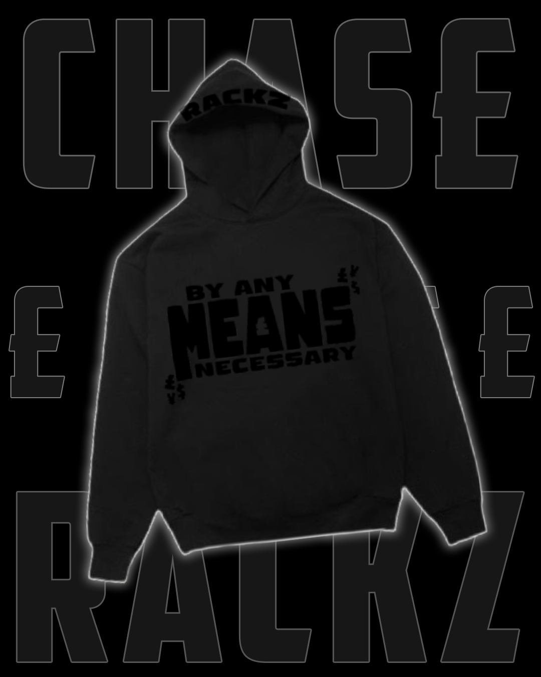 BLACK OUT ‘RACKZ’ PUFF HOODIE – CHASE RACKZ